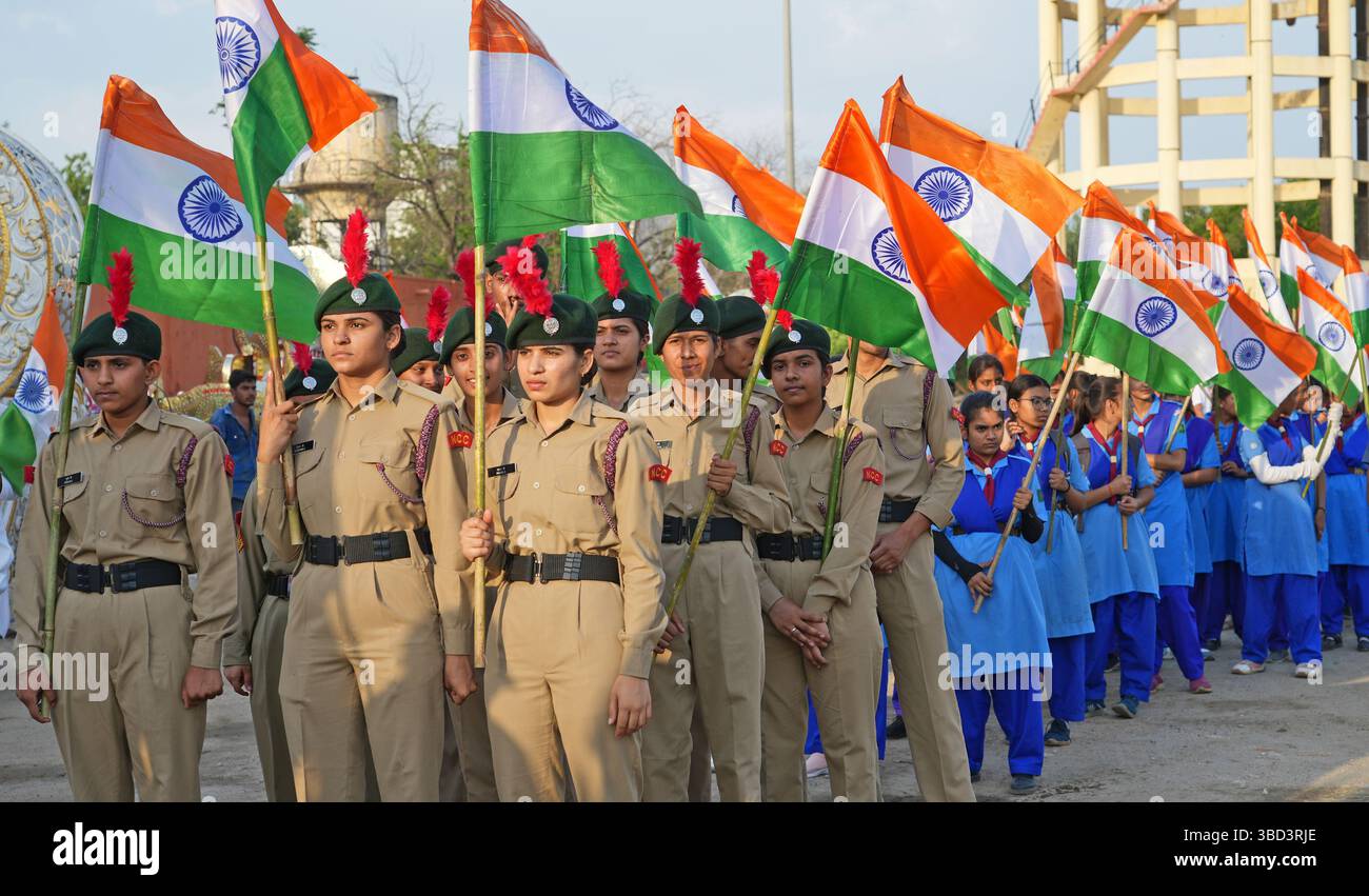 Bhilwara, Rajasthan, India, May 20, 2025: NCC cadets hold tricolour as ...