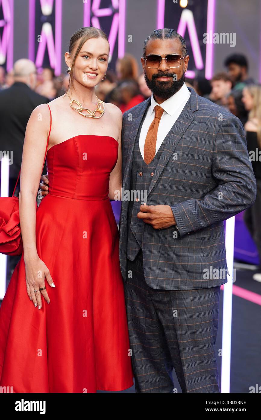 Sian Osborne and David Haye attending the world premiere of the ...