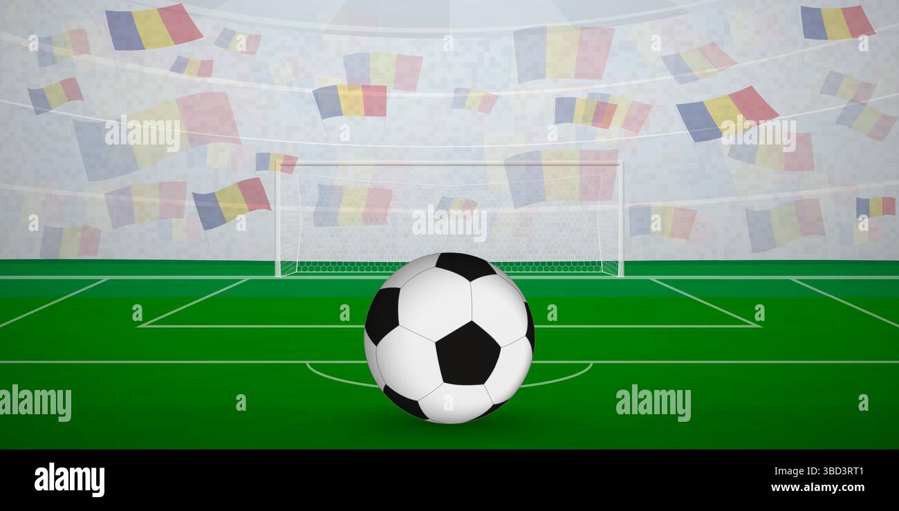 Romanian Football Arena Full of Fans with National Flags, Sports Event ...