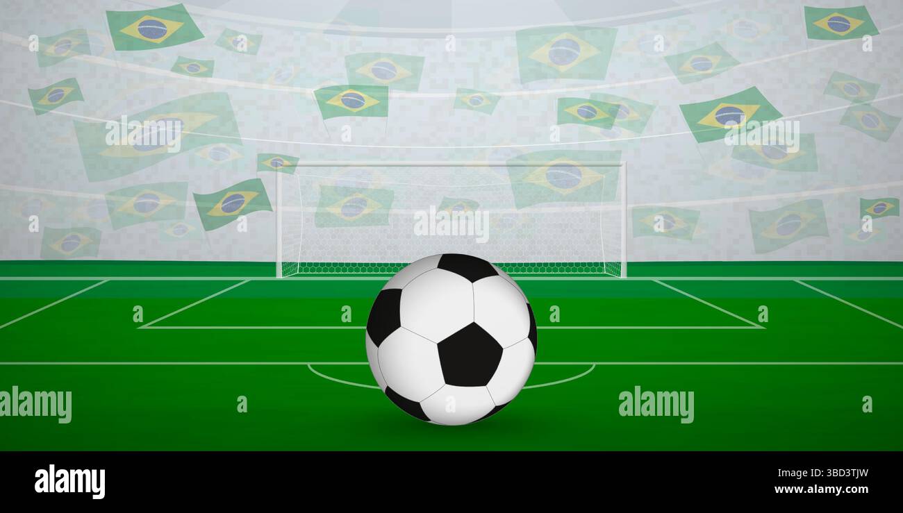 Brazilian Football Arena Full of Fans with National Flags, Sports Event ...