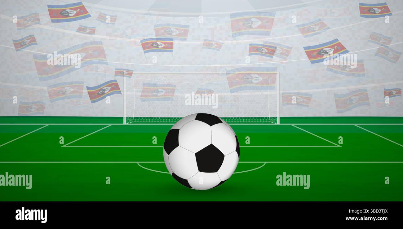 Swazi Football Arena Full of Fans with National Flags, Sports Event ...