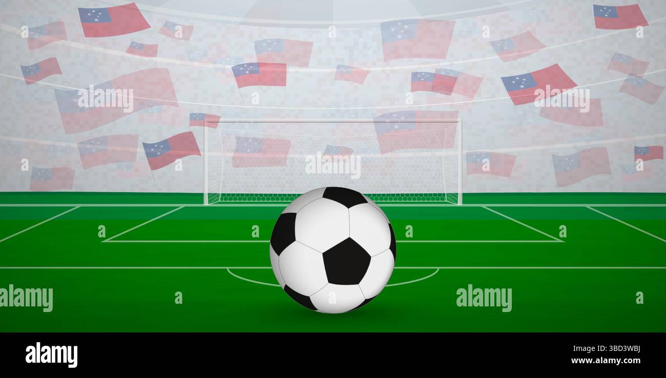 Samoan Football Arena Full of Fans with National Flags, Sports Event ...
