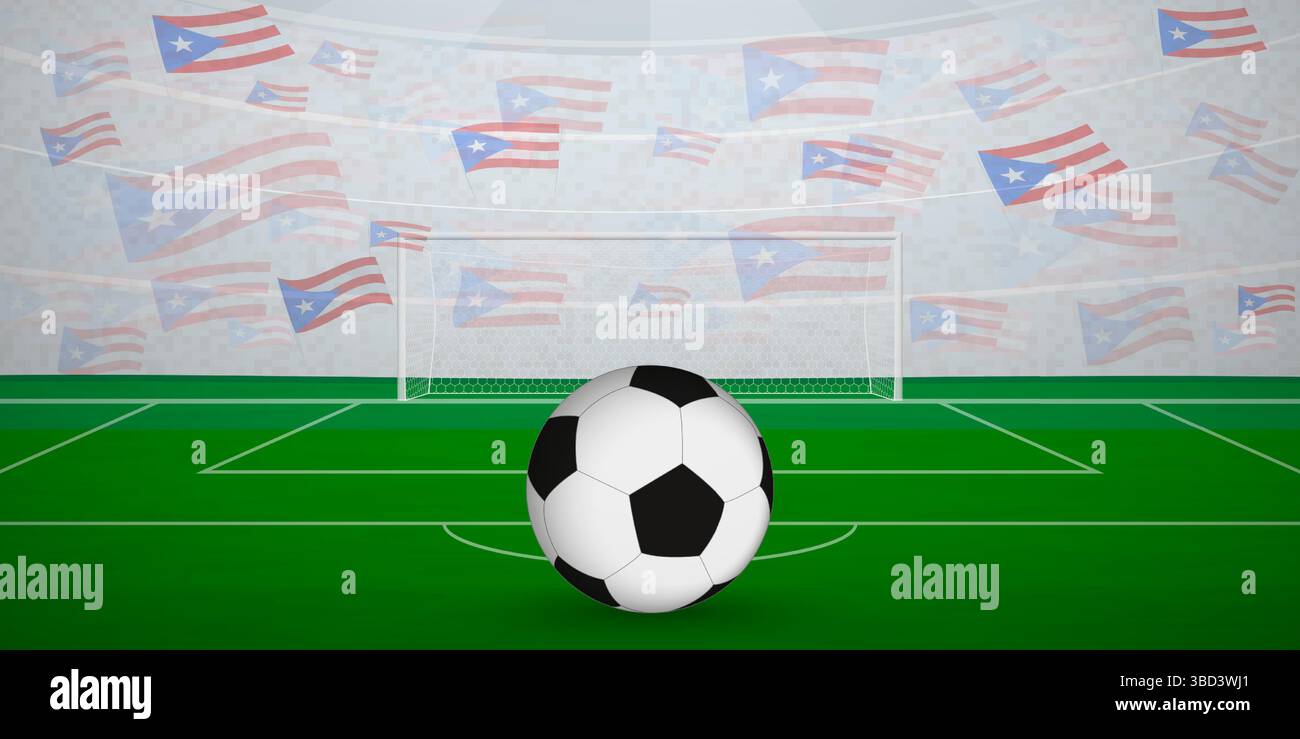 Puerto Rican Football Arena Full of Fans with National Flags, Sports ...