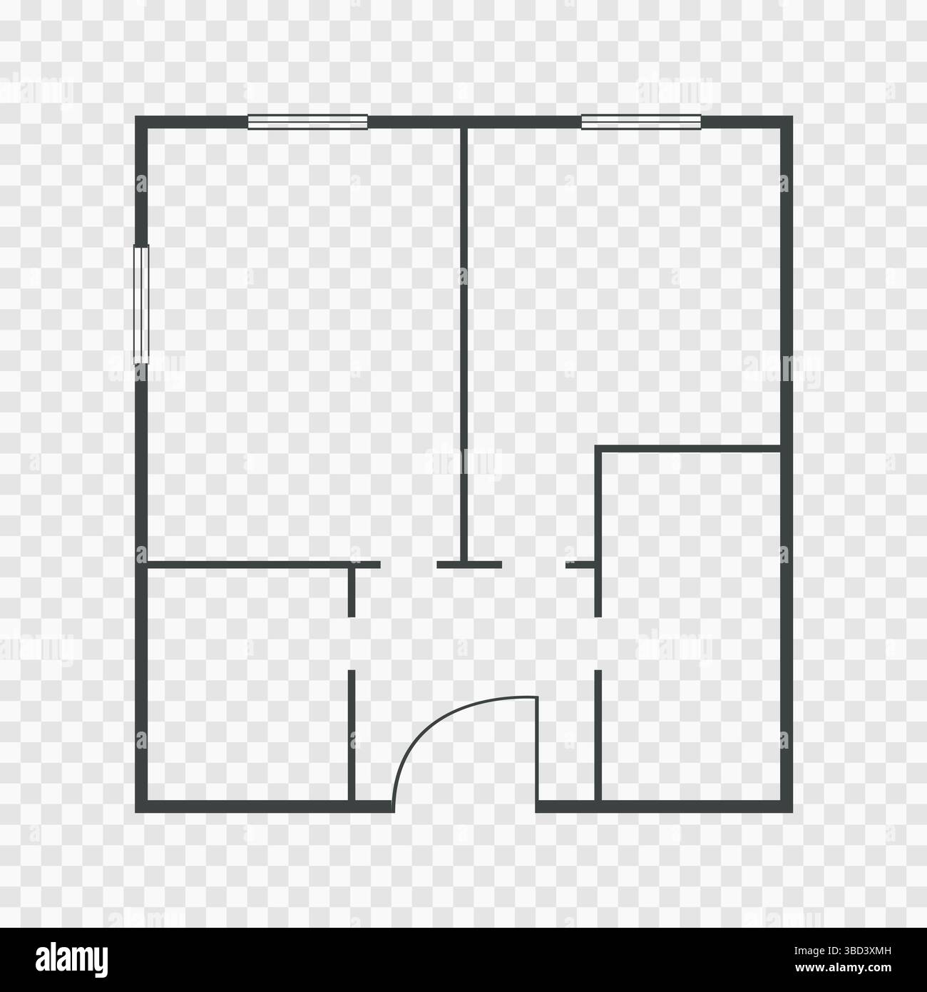 Floorplan simple icon room flat apartment line drawing, floor plan ...