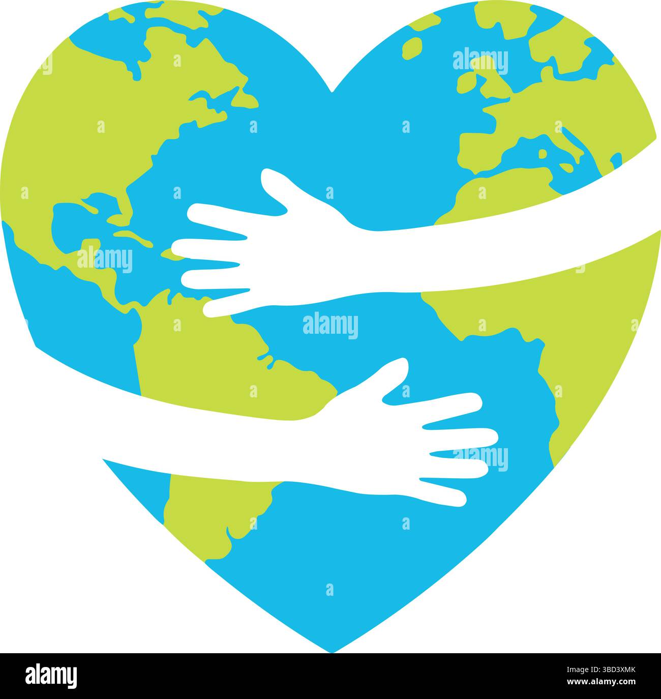 Vector illustration of hands embracing a heart-shaped Earth ...
