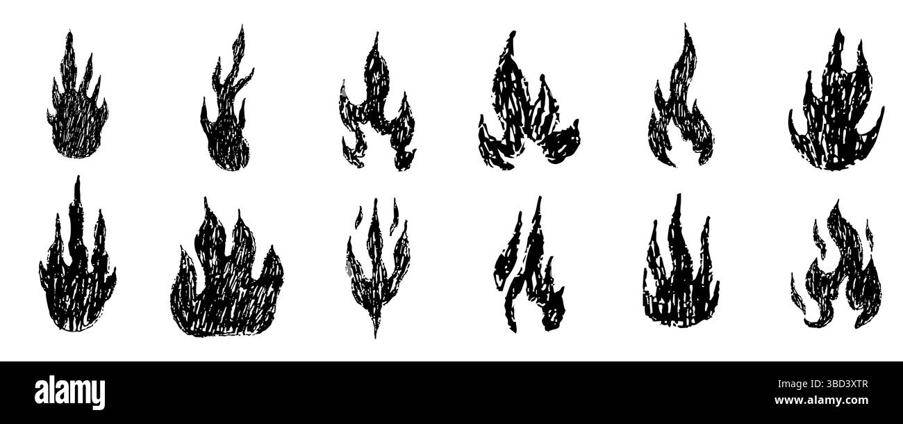 Fire flame grunge hand drawn chalk. Tattoo abstract y2k vintage simple ...