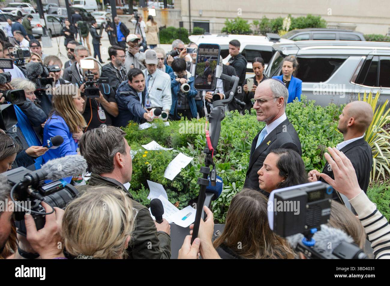 Israeli Ambassador to the U.S. Yechiel Leiter, right, talks with ...
