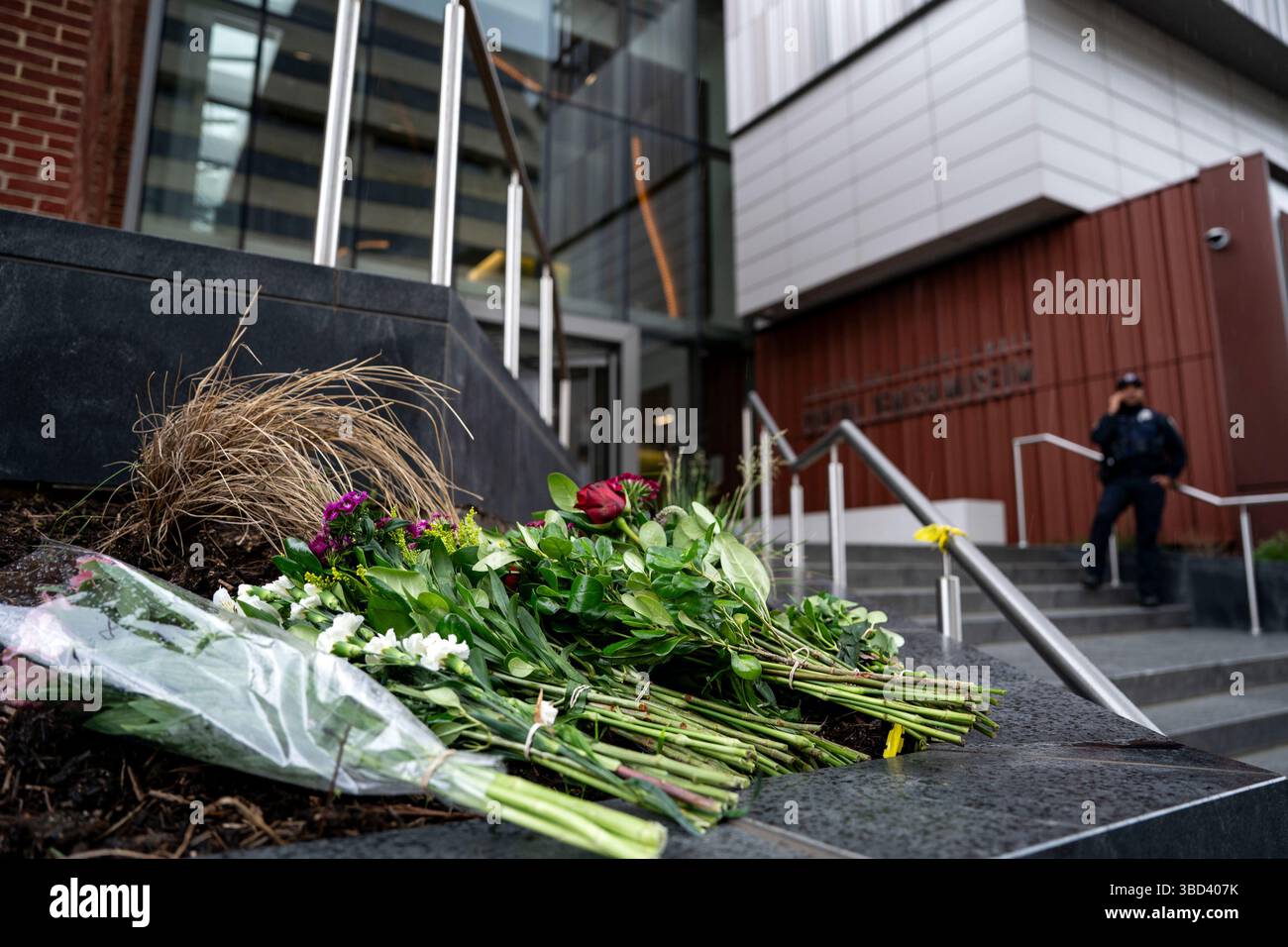 Washington, United States. 22nd May, 2025. Flowers from Jewish members ...