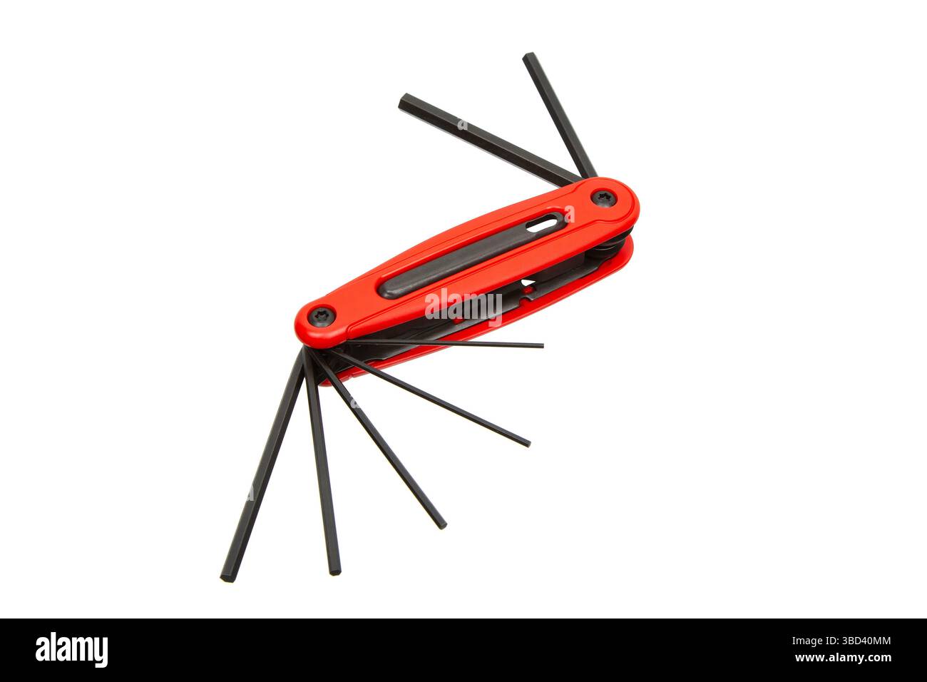 Folding hex key set with red handle isolated on white background Stock ...