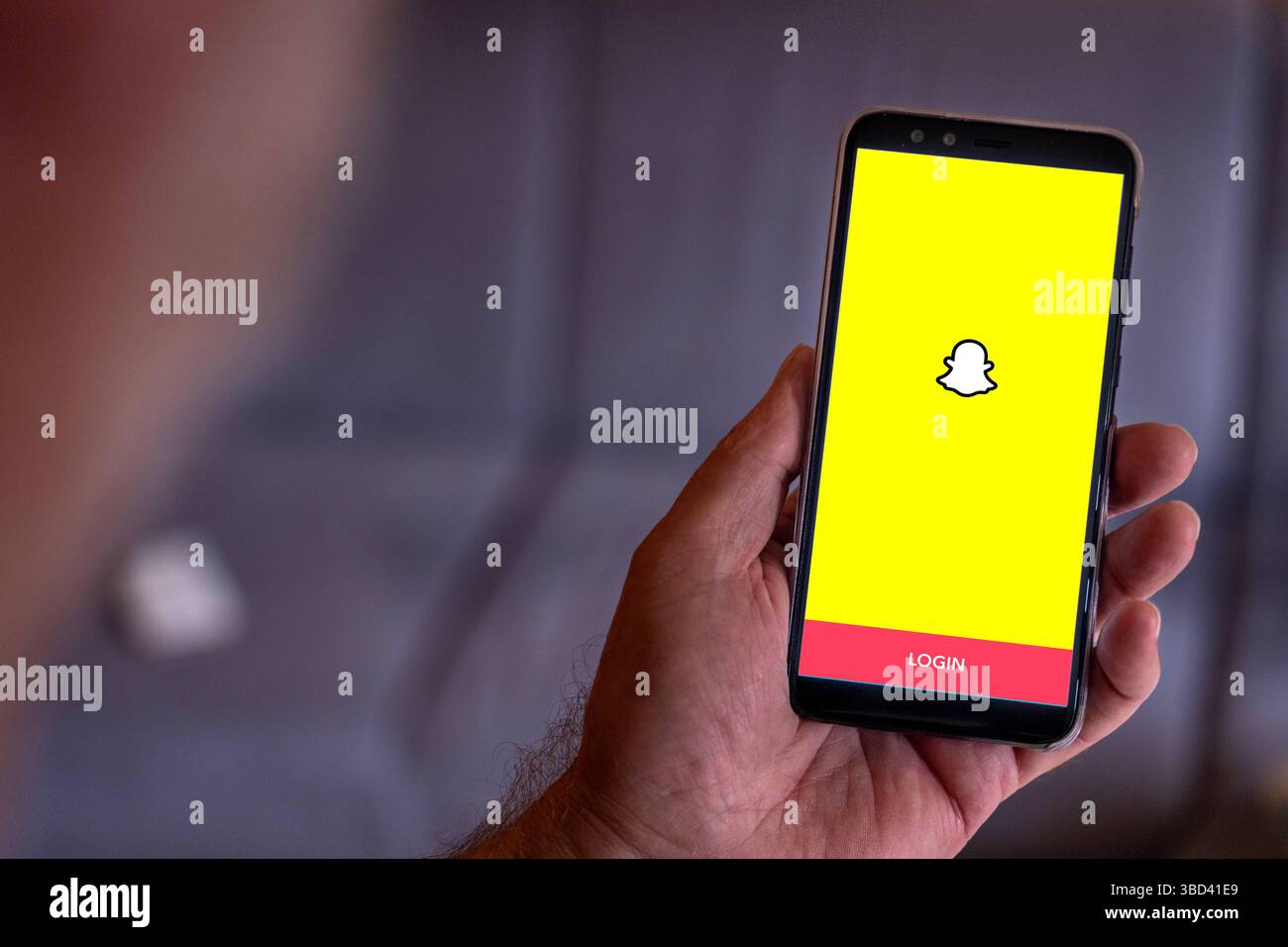 Bavaria, Germany - May 22, 2025: PHOTOMONTAGE, Snapchat app opened on a ...