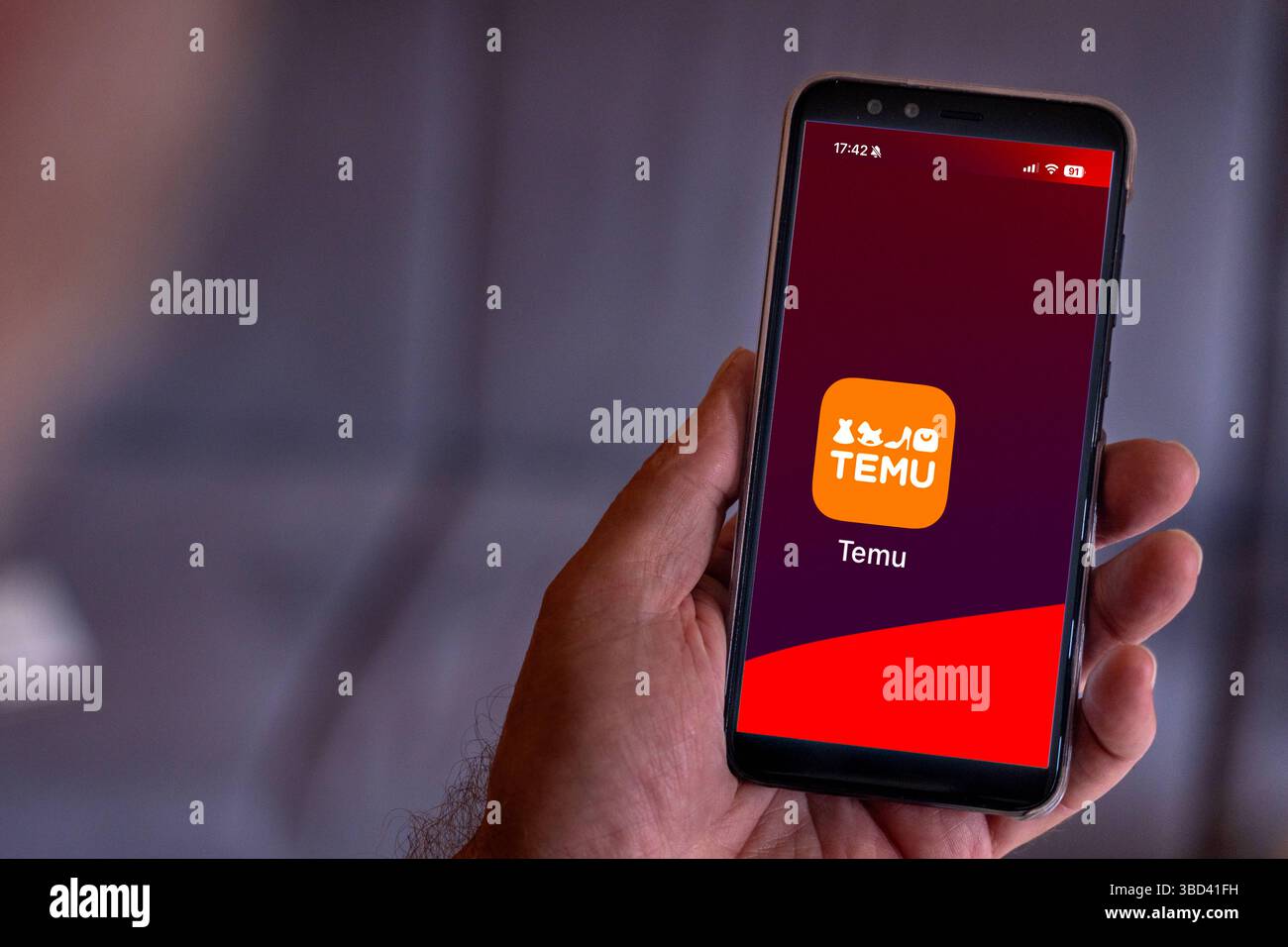 Bavaria, Germany - May 22, 2025: PHOTOMONTAGE, home screen of the Temu ...