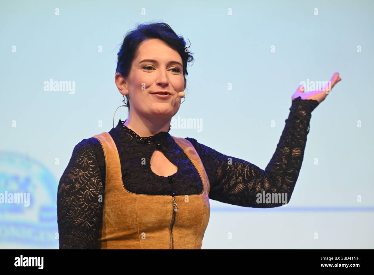 Munich, Germany. 22nd May, 2025. Candidate Melanie Streit takes to the ...