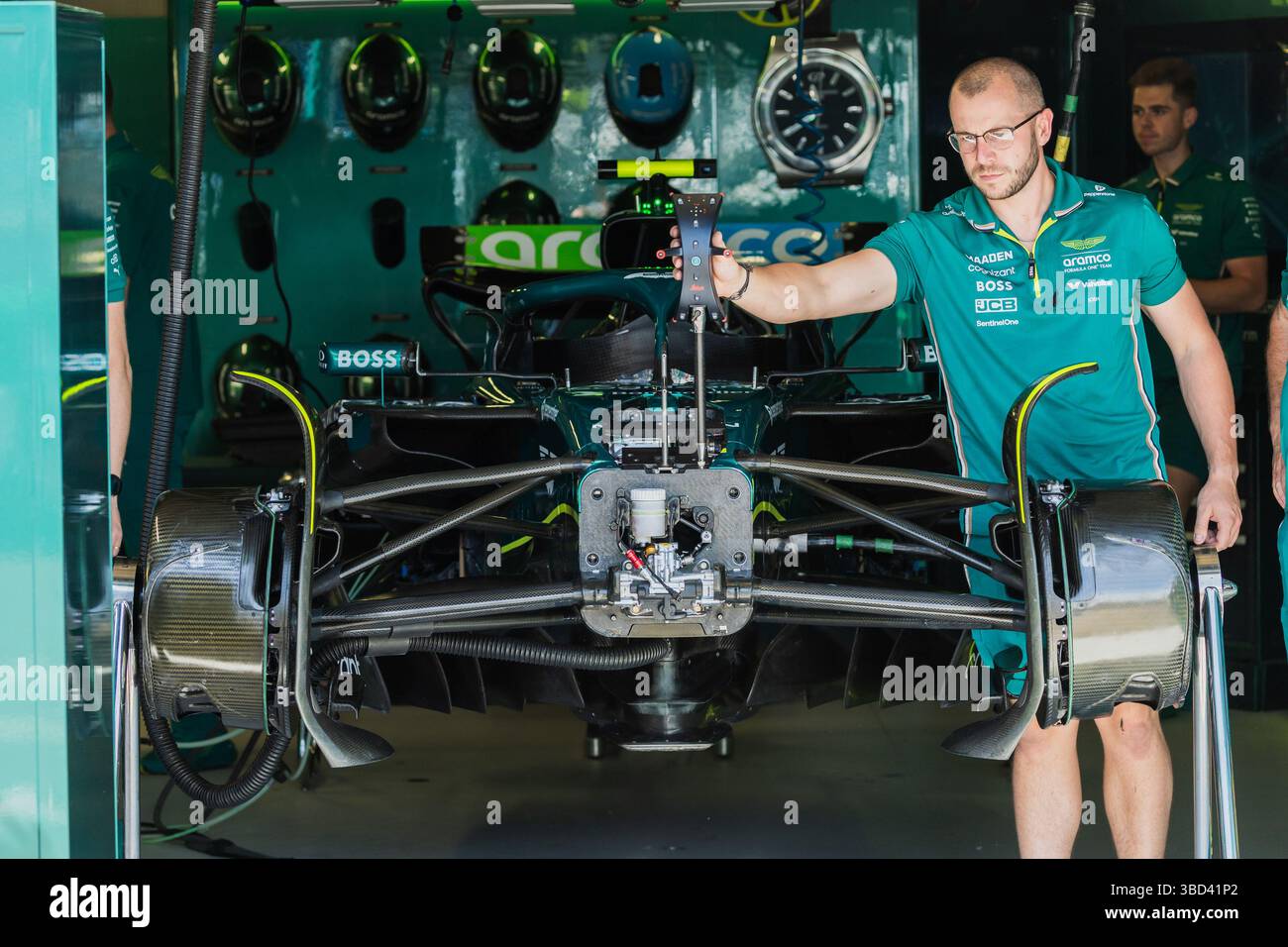 Monaco, Monaco. 22nd May, 2025. Aston Martin AMR 25 and engineers in ...