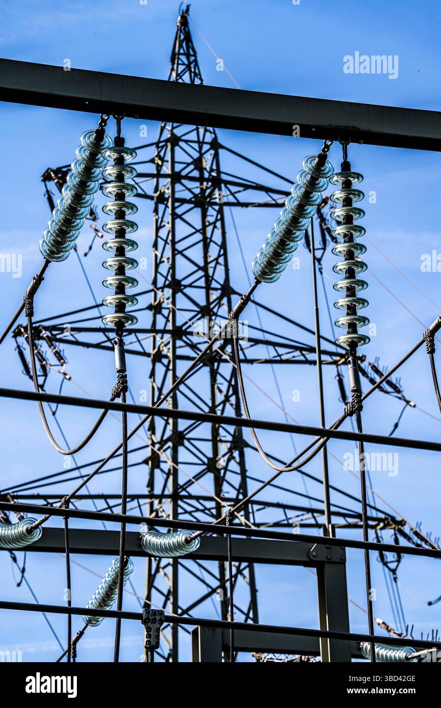 Substation, owned by Westnetz, where various voltage levels of ...