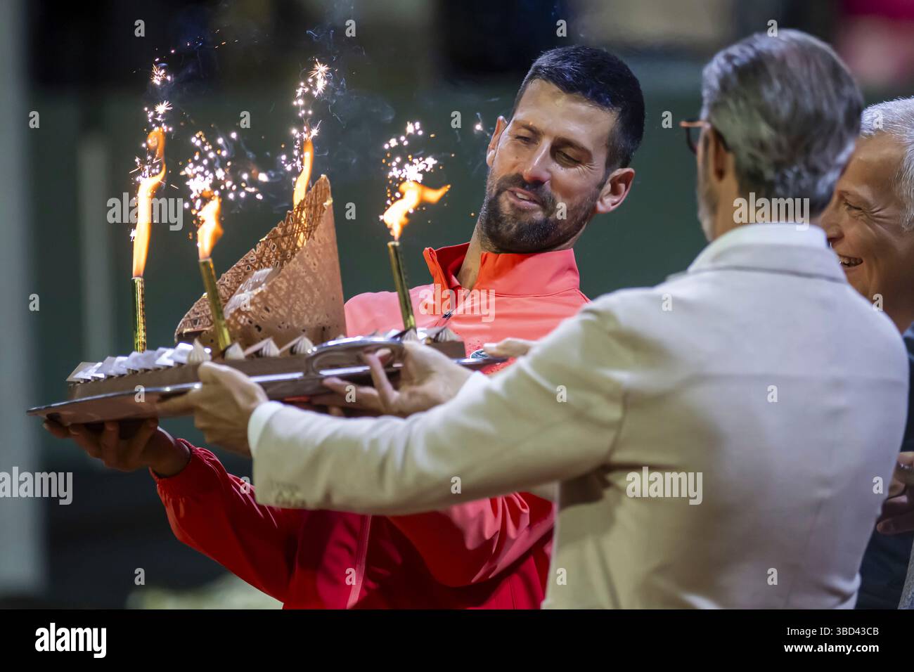 Serbian Novak Djokovic receives his birthday cake after defeating ...