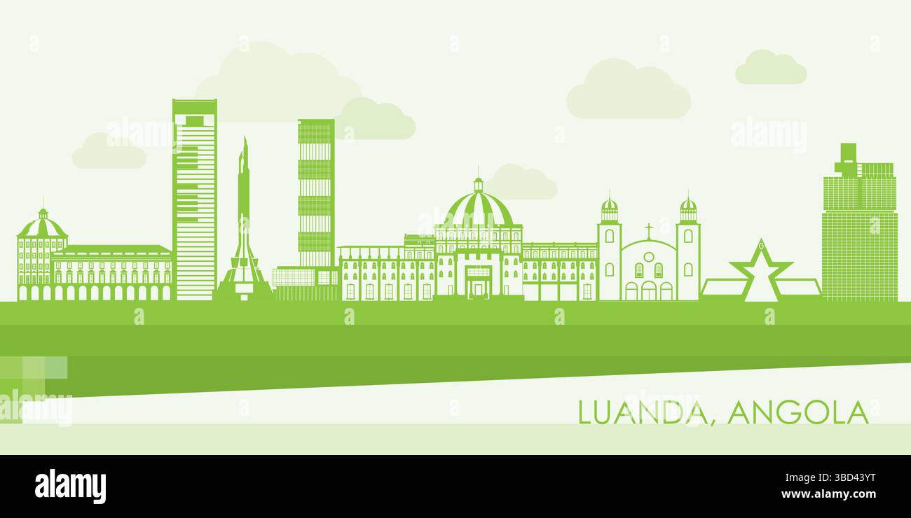 Green Skyline panorama of city of Luanda, Angola - vector illustration Stock Vector Image & Art ...