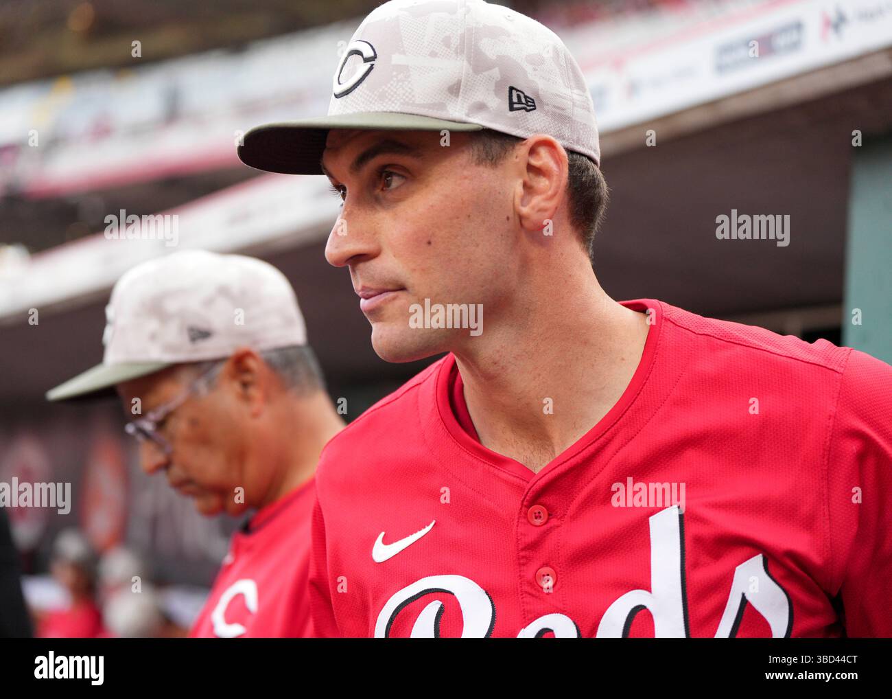 Cincinnati Reds pitcher Brent Suter leaves the dugout prior to a ...