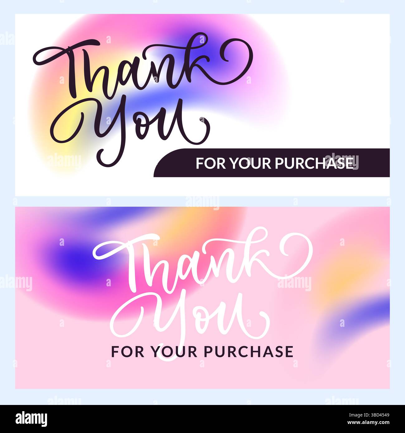 Thank you cards set with glowing neon liquid background. Abstract ...