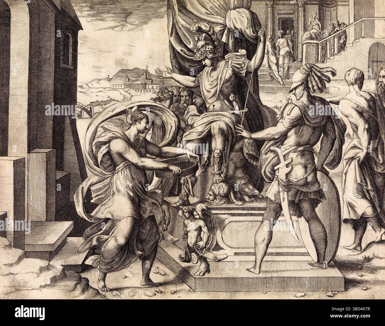 Alexander the Great on his throne, by Giulio Bonasone Stock Photo - Alamy