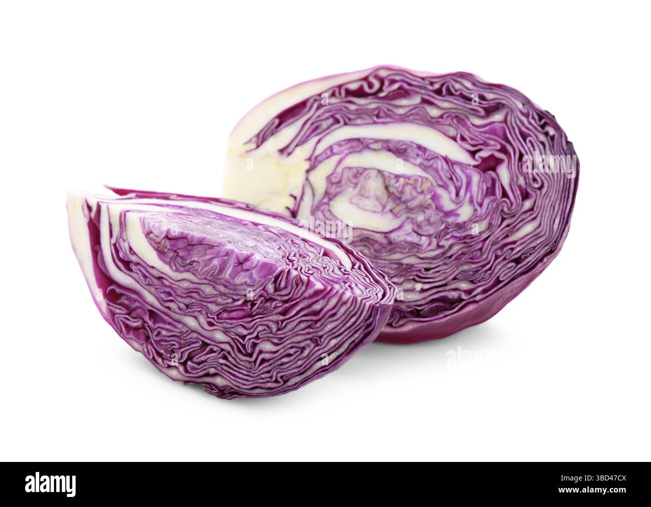 Cut fresh red cabbage isolated on white Stock Photo - Alamy