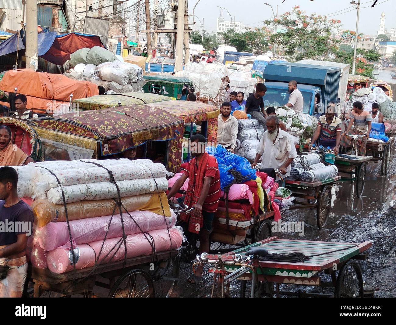 May 23, 2025, Dhaka, Bangladesh: Van drivers are stuck at a traffic ...
