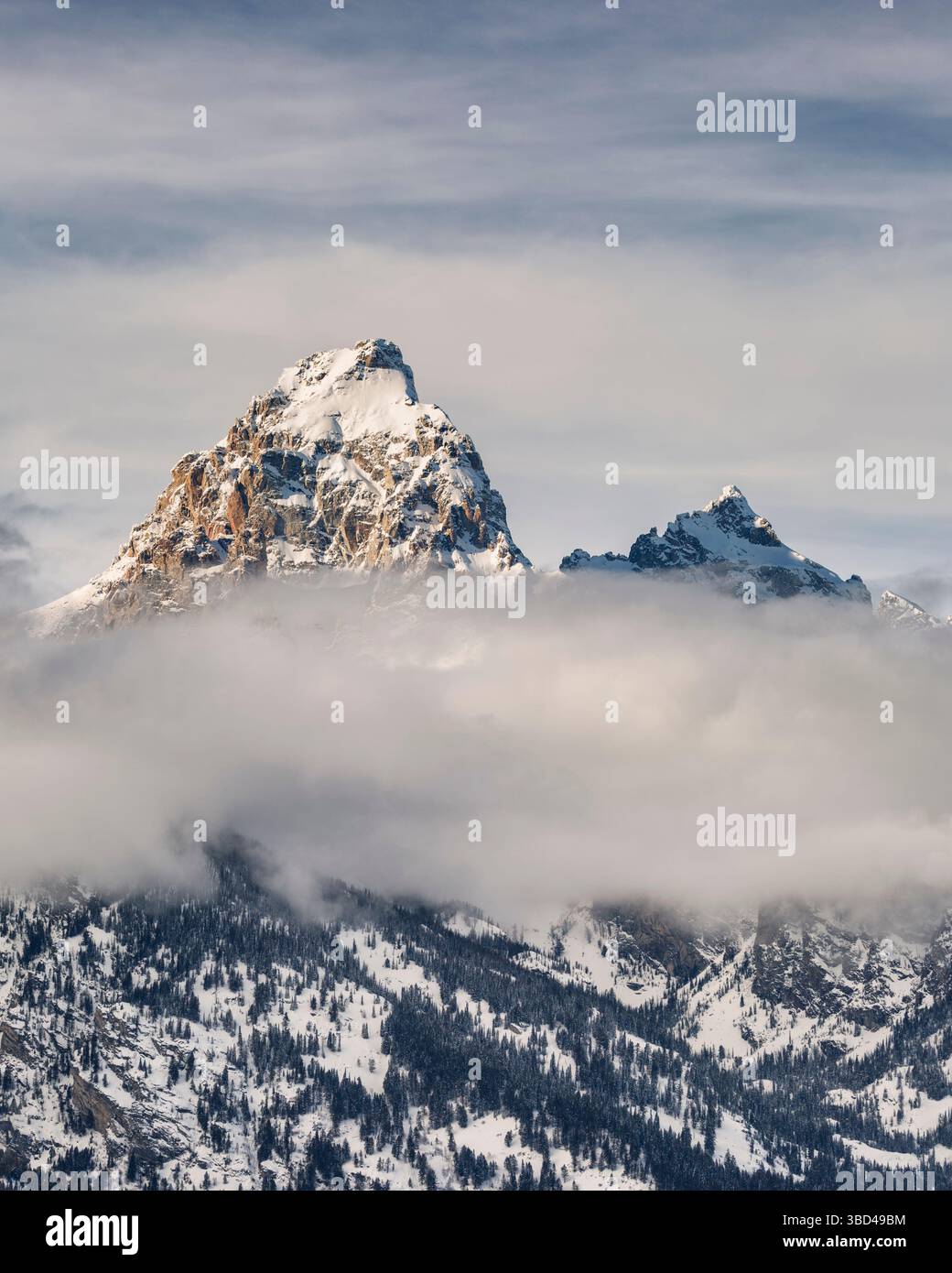 USA, Wyoming, Grand Teton National Park, Jackson, Grand Teton and Mount ...