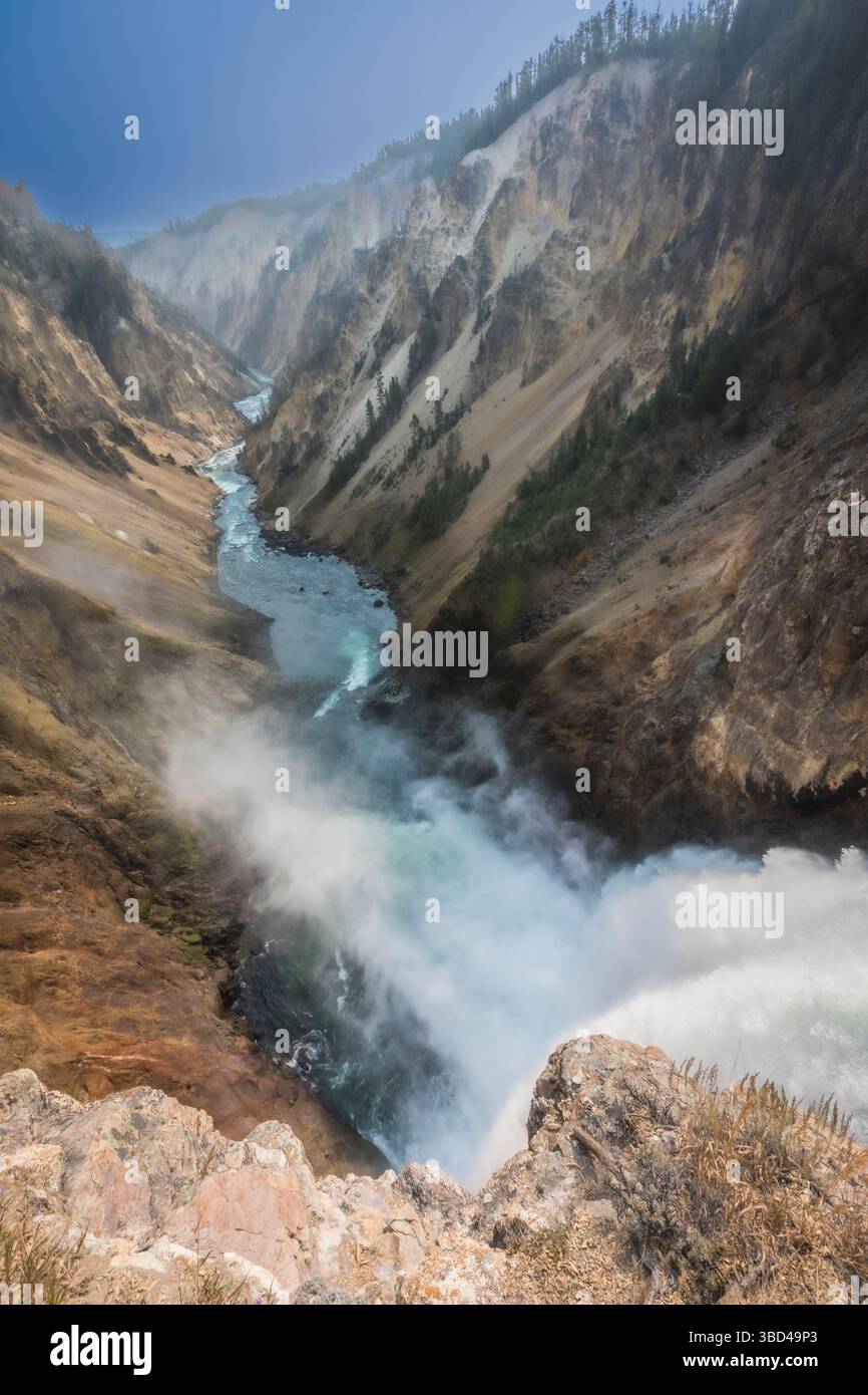 The cascading waterfall on Yellowstone River Stock Photo - Alamy