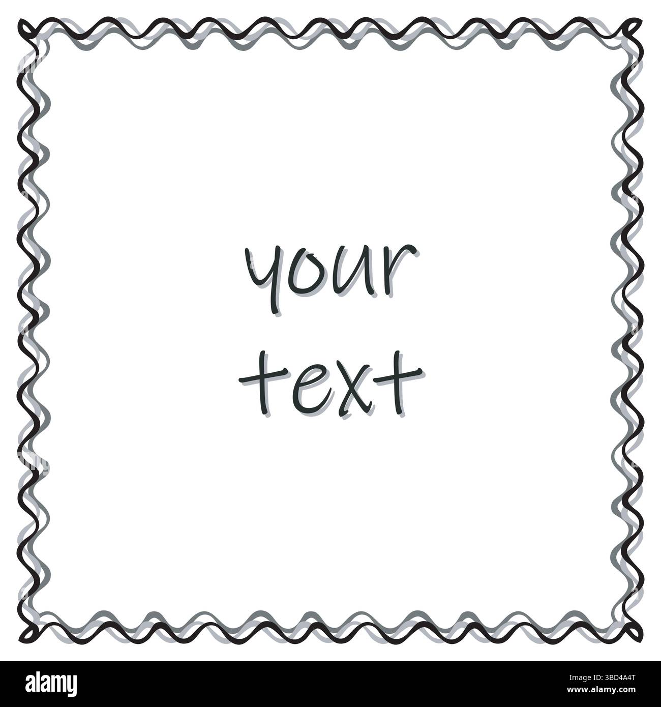 Frame, doodle wave edge border, web card. Hand drawn paint brush wavy ...