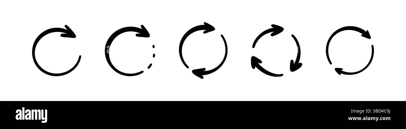 Set of hand drawn doodle childish circle loop arrow illustrations ...
