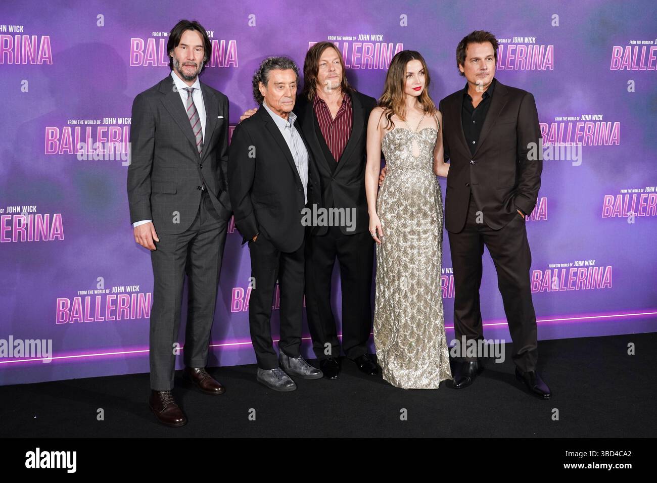 From left to right Keanu Reeves, Ian McShane, Norman Reedus, Ana de Armas and Len Wiseman pose ...