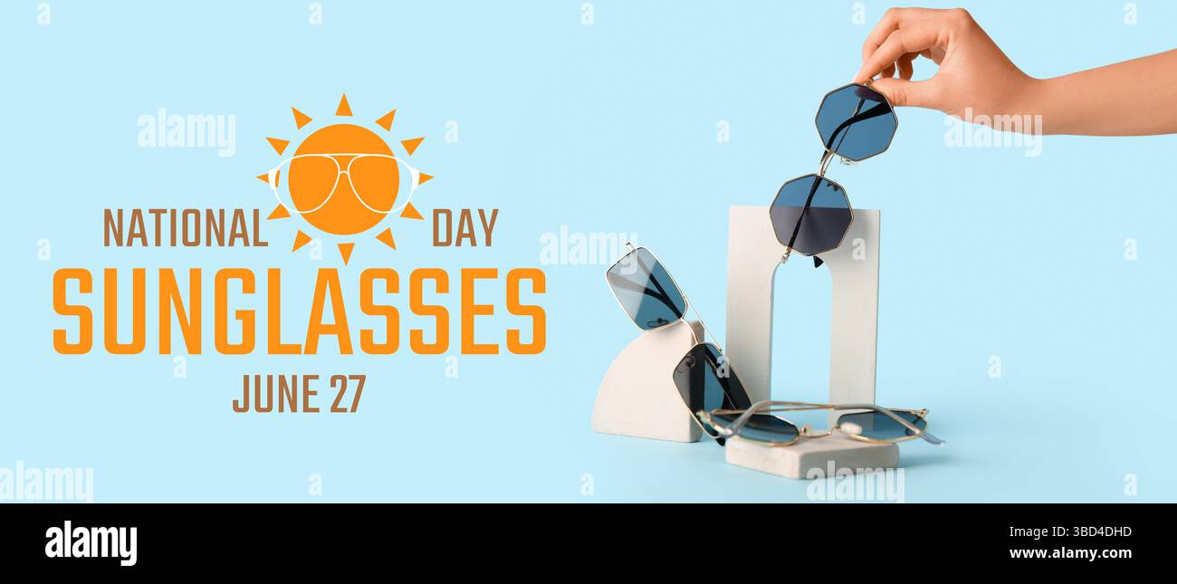 Banner for National Sunglasses Day Stock Photo - Alamy