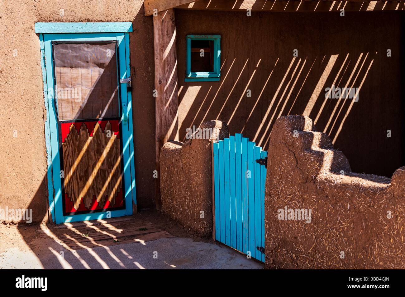 Detail of traditional adobe architecture; Taos Pueblo; Tuah Tah; Taos ...