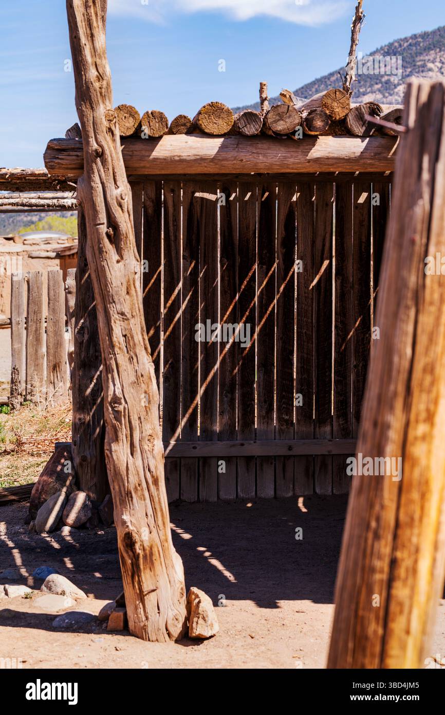 Detail of traditional adobe architecture; Taos Pueblo; Tuah Tah; Taos ...