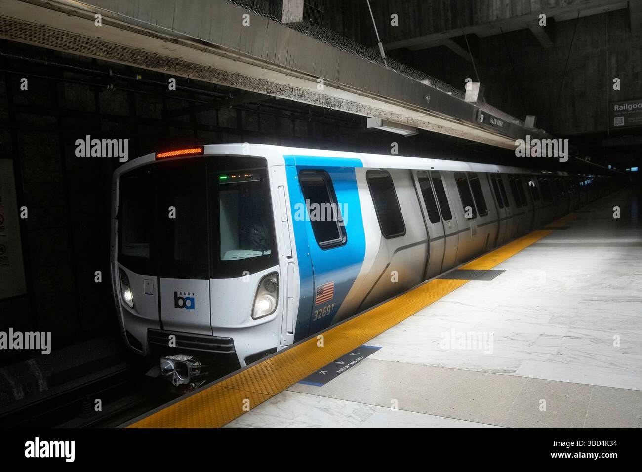 A Bay Area Rapid Transit train arrives at a BART station in San ...