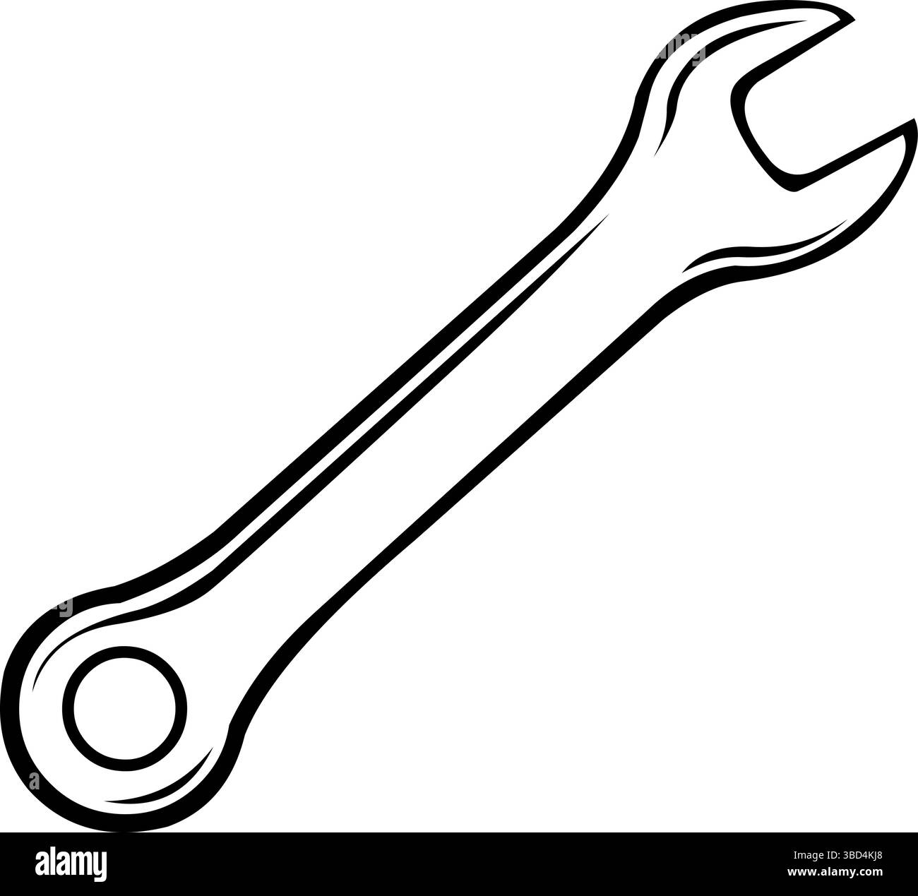 vector illustration drawing black and white icon wrench spanner Stock ...