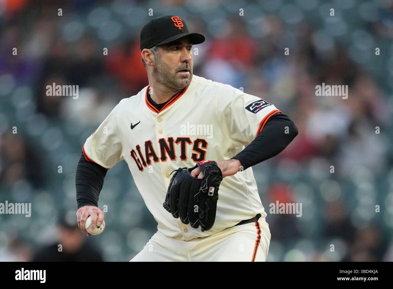San Francisco Giants pitcher Justin Verlander during a baseball game ...