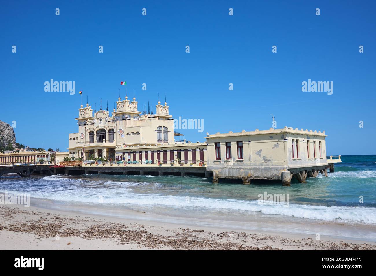 Mondello, Sicily - April 07, 2025: Antico Stabilimento Balneare: Iconic ...