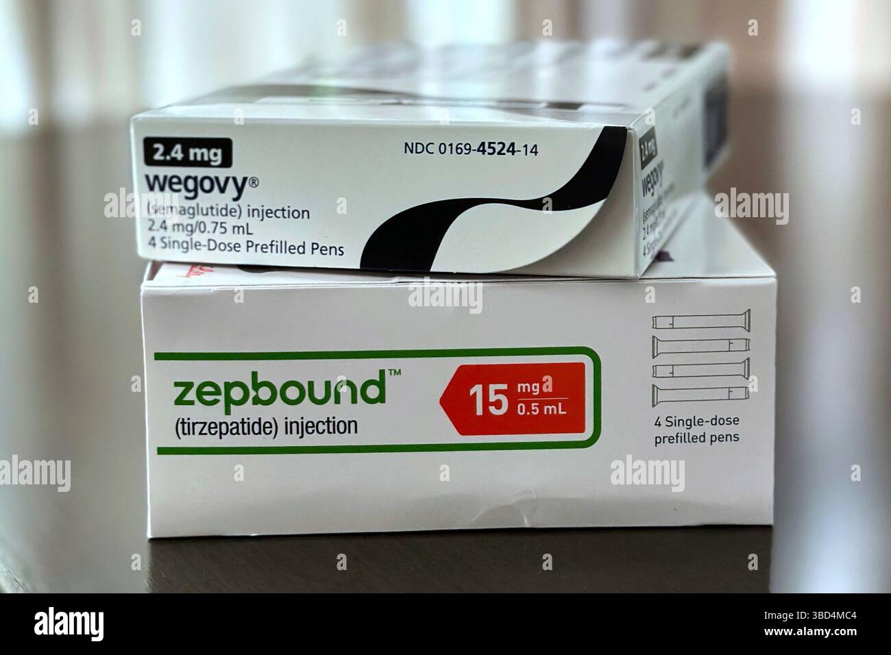 FILE - Boxes for the medications Wegovy and Zepbound are arranged for a ...