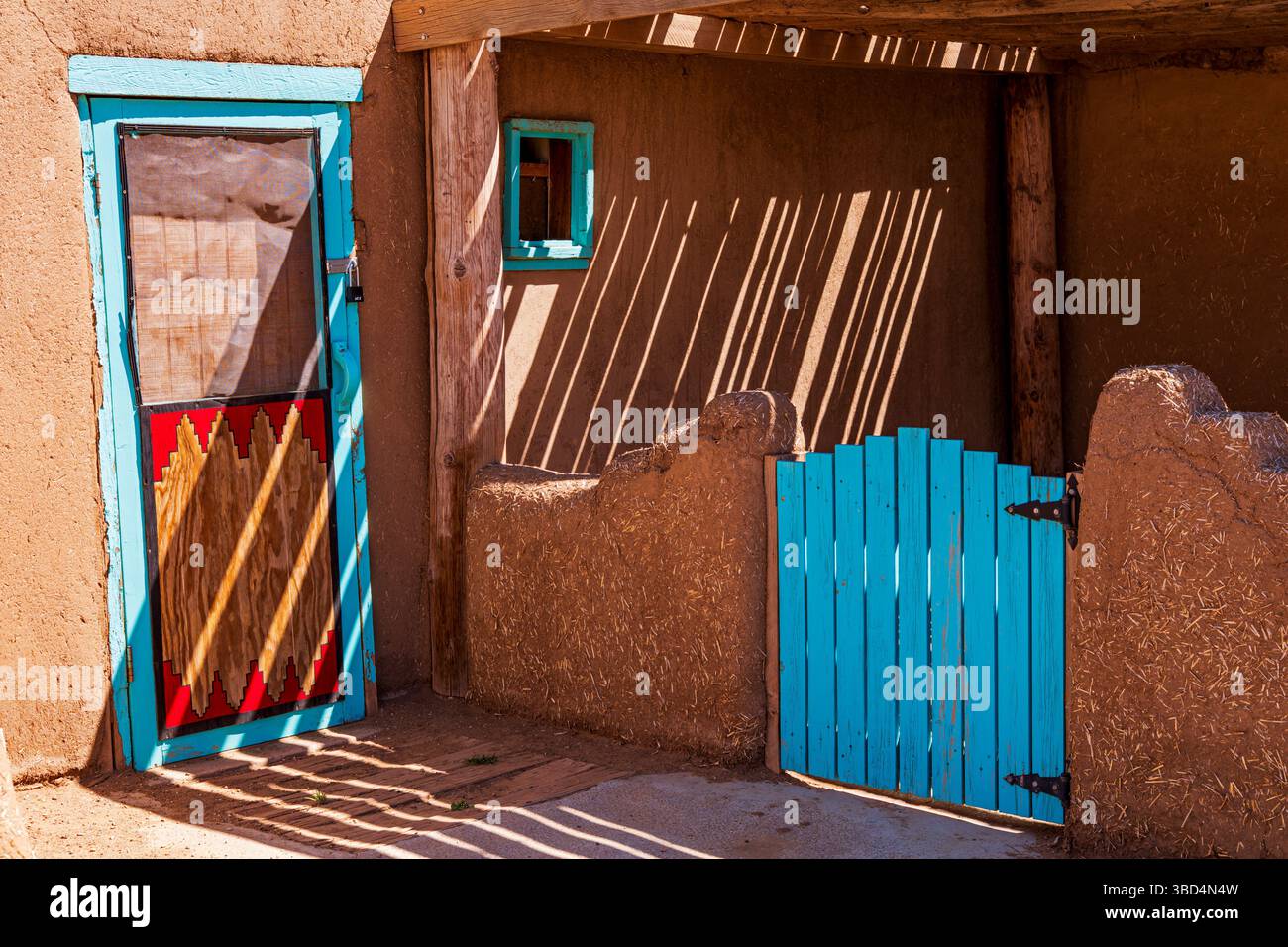 Detail of traditional adobe architecture; Taos Pueblo; Tuah Tah; Taos ...
