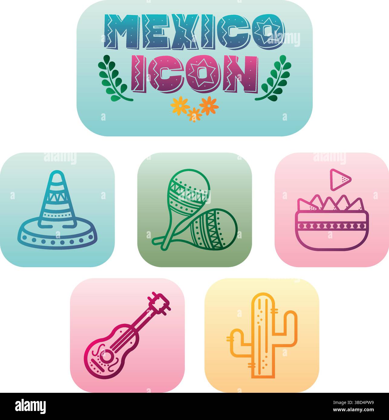 Outlined mexico icons set. Vector Stock Vector Image & Art - Alamy
