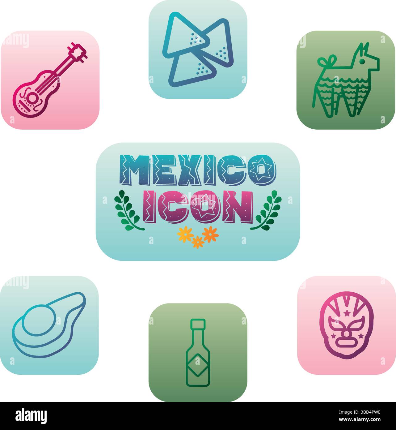 Mexican icons and food pack. Vector Stock Vector Image & Art - Alamy