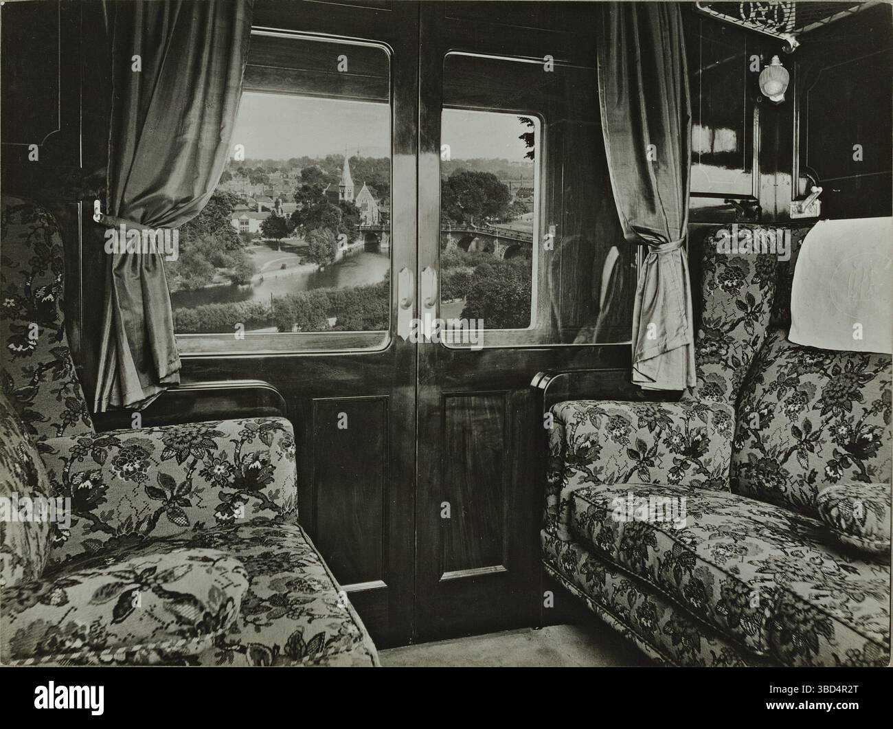 First class, train compartment, L.M.S. (London Midland and Scottish ...