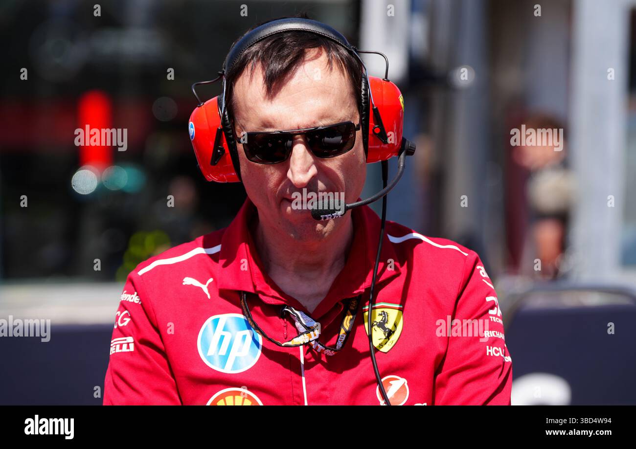 Riccardo Adami, race engineer of Ferrari's Lewis Hamilton, at the ...