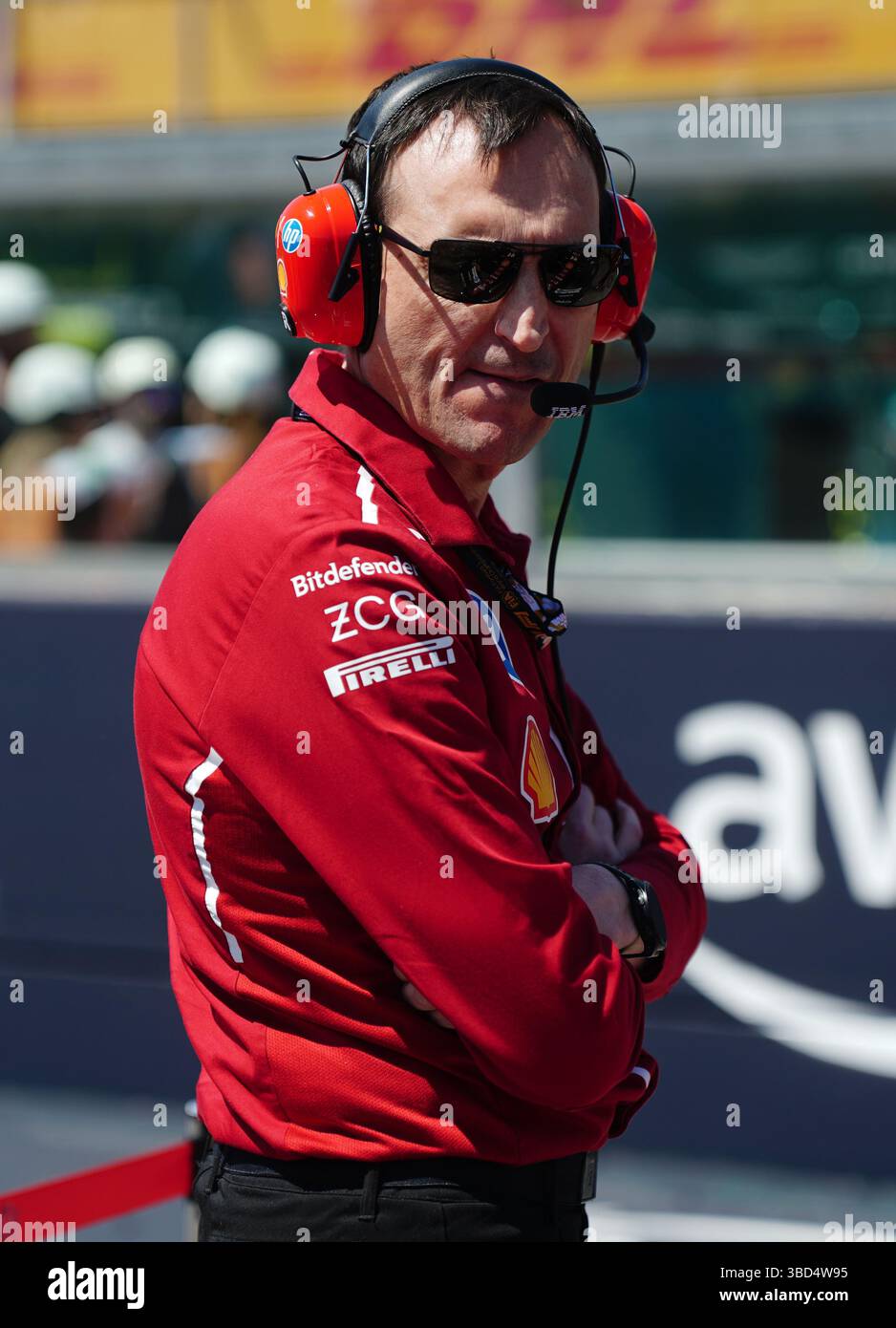 Riccardo Adami, race engineer of Ferrari's Lewis Hamilton, at the ...