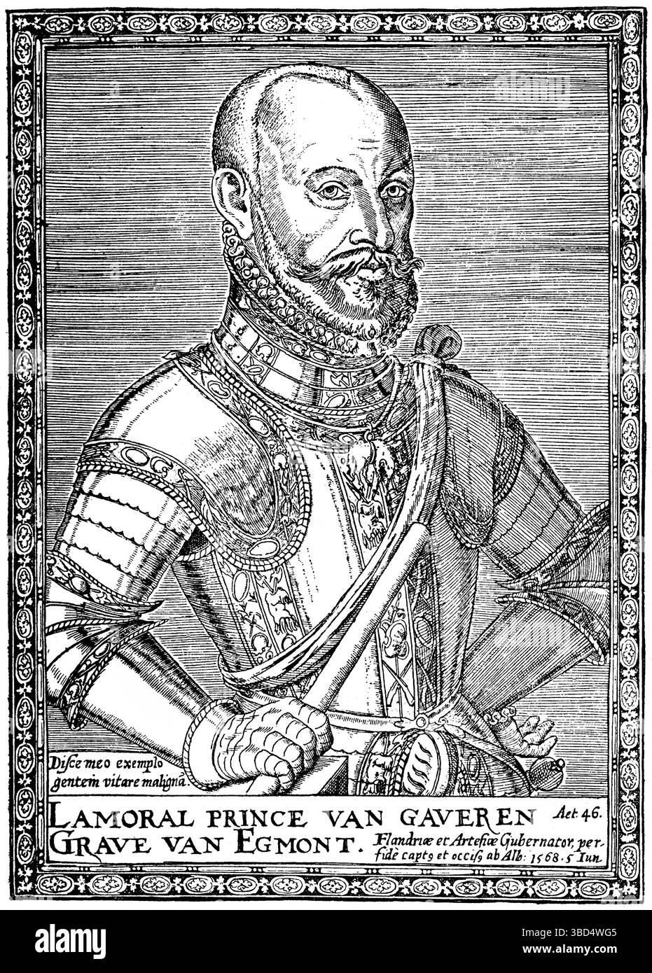 Historical drawing, portrait of Lamoral, Count of Egmont, Prince of ...