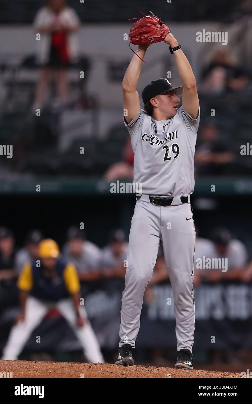 Arlington, Texas, USA. 22nd May, 2025. Cincinnati pitcher CARSON MARSH ...