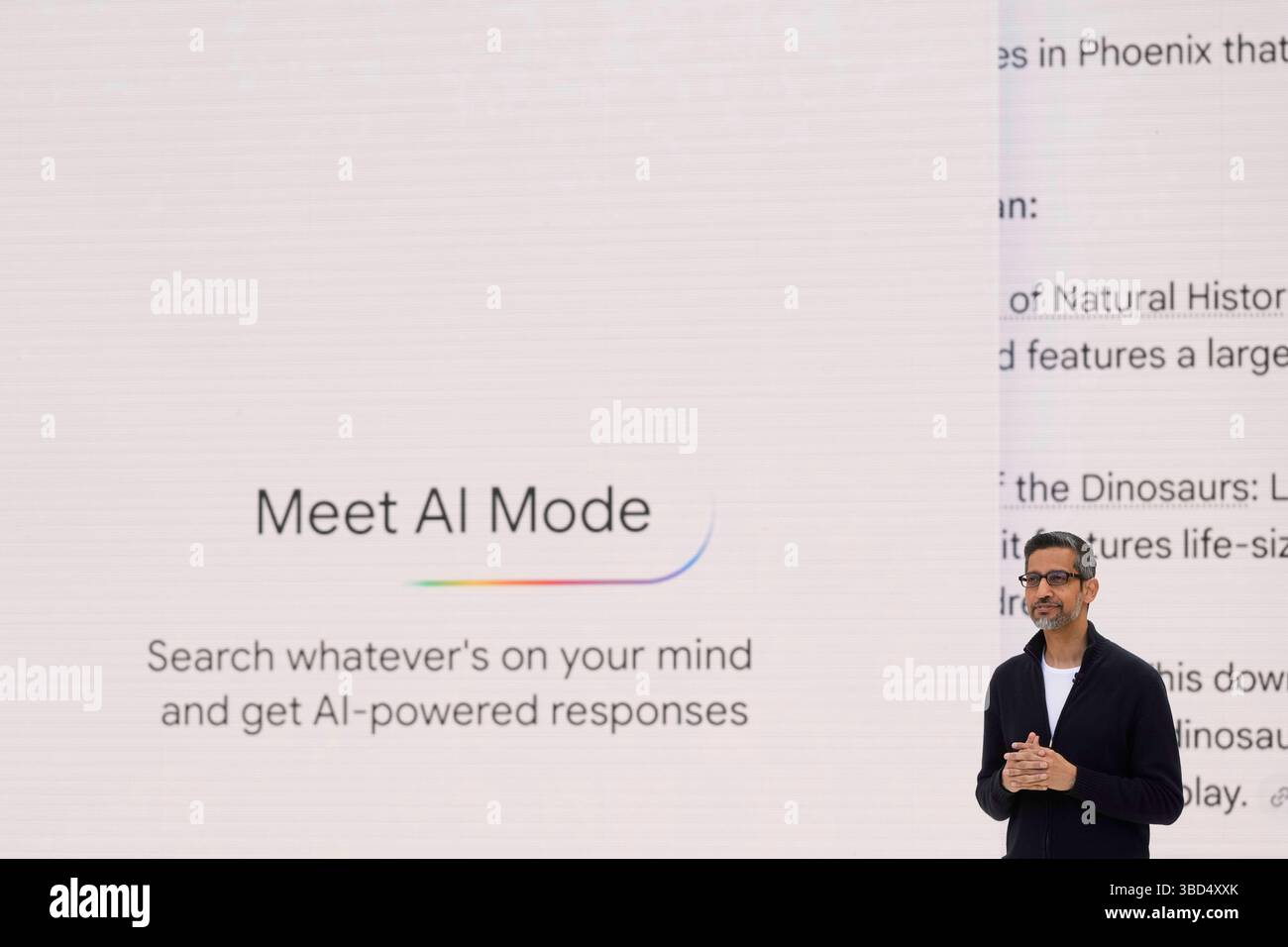 Alphabet CEO Sundar Pichai speaks at a Google I/O event in Mountain ...