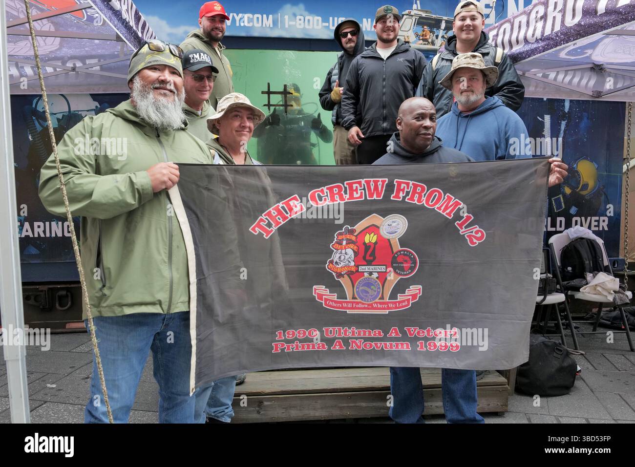 New York, New York, USA. 22nd May, 2025. USMC Veterans pose in front of ...