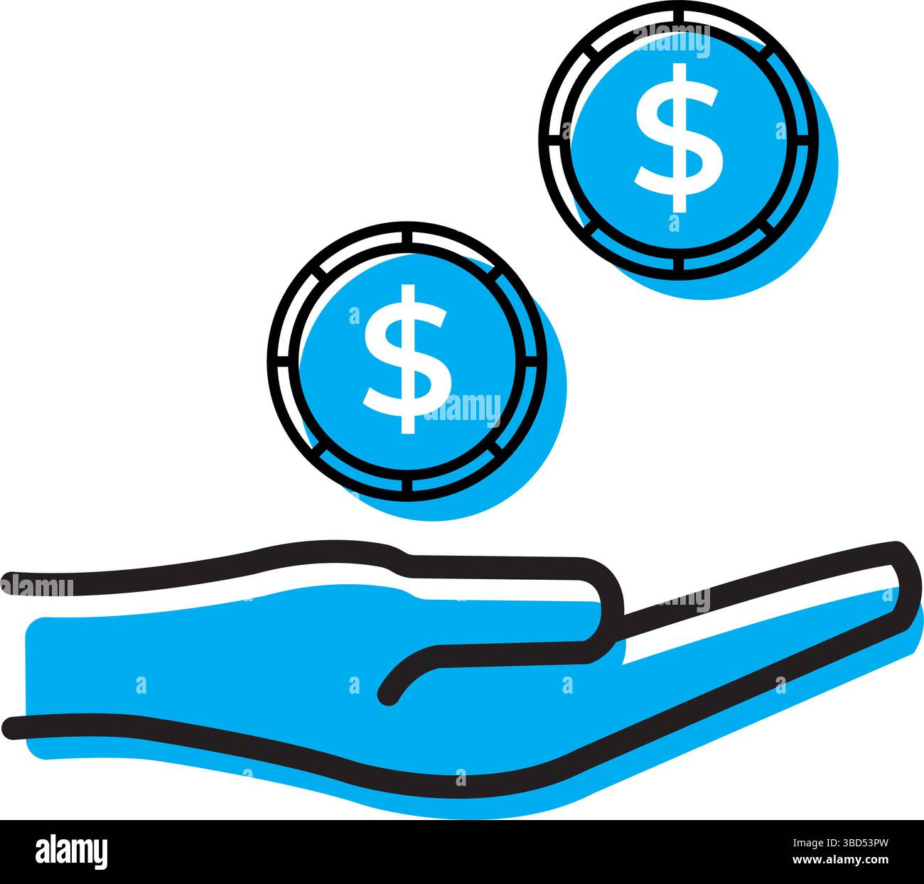 Hand with two coins icon. Vector Stock Vector Image & Art - Alamy