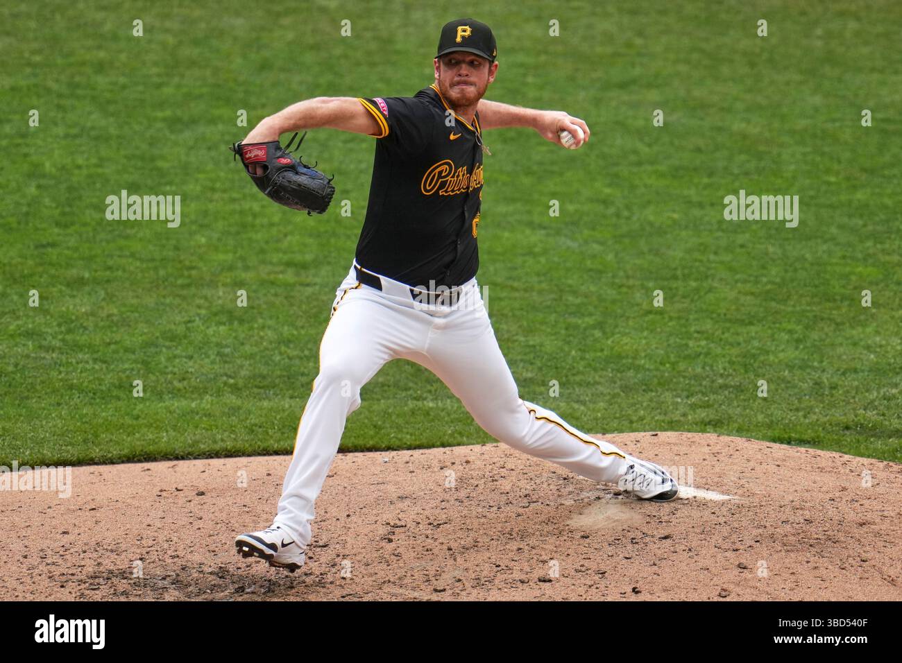 Pittsburgh Pirates pitcher Caleb Ferguson delivers during a baseball ...